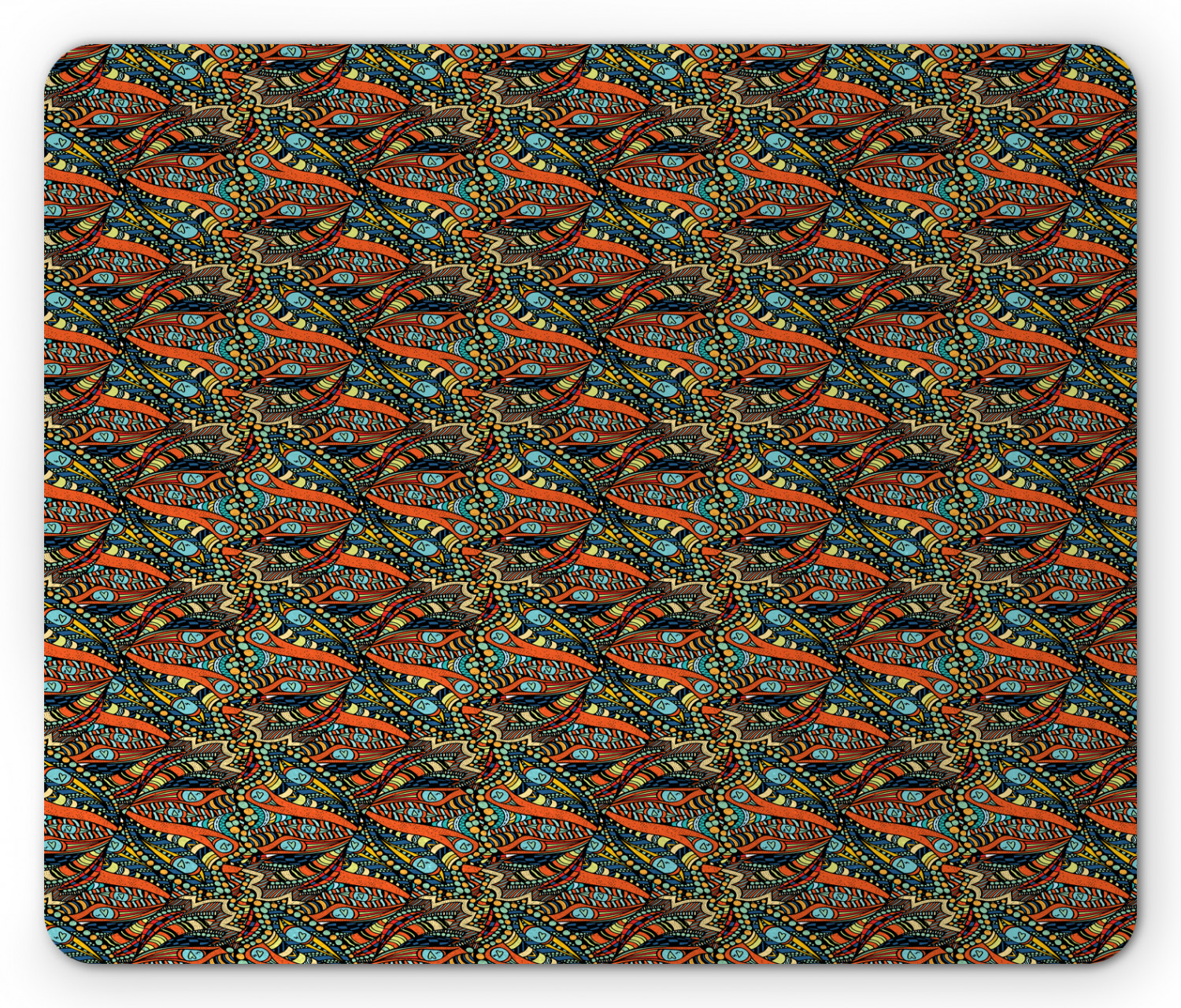 Funky Mouse Pad, Abstract Hand Drawn Style Waves Pattern with Curly ...