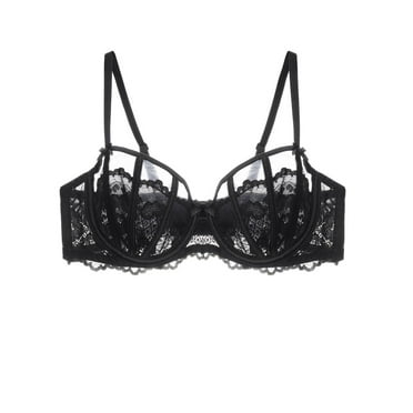 Women's Sexy Lace Bra Underwire Balconette Unlined Demi Sheer Plus Size ...