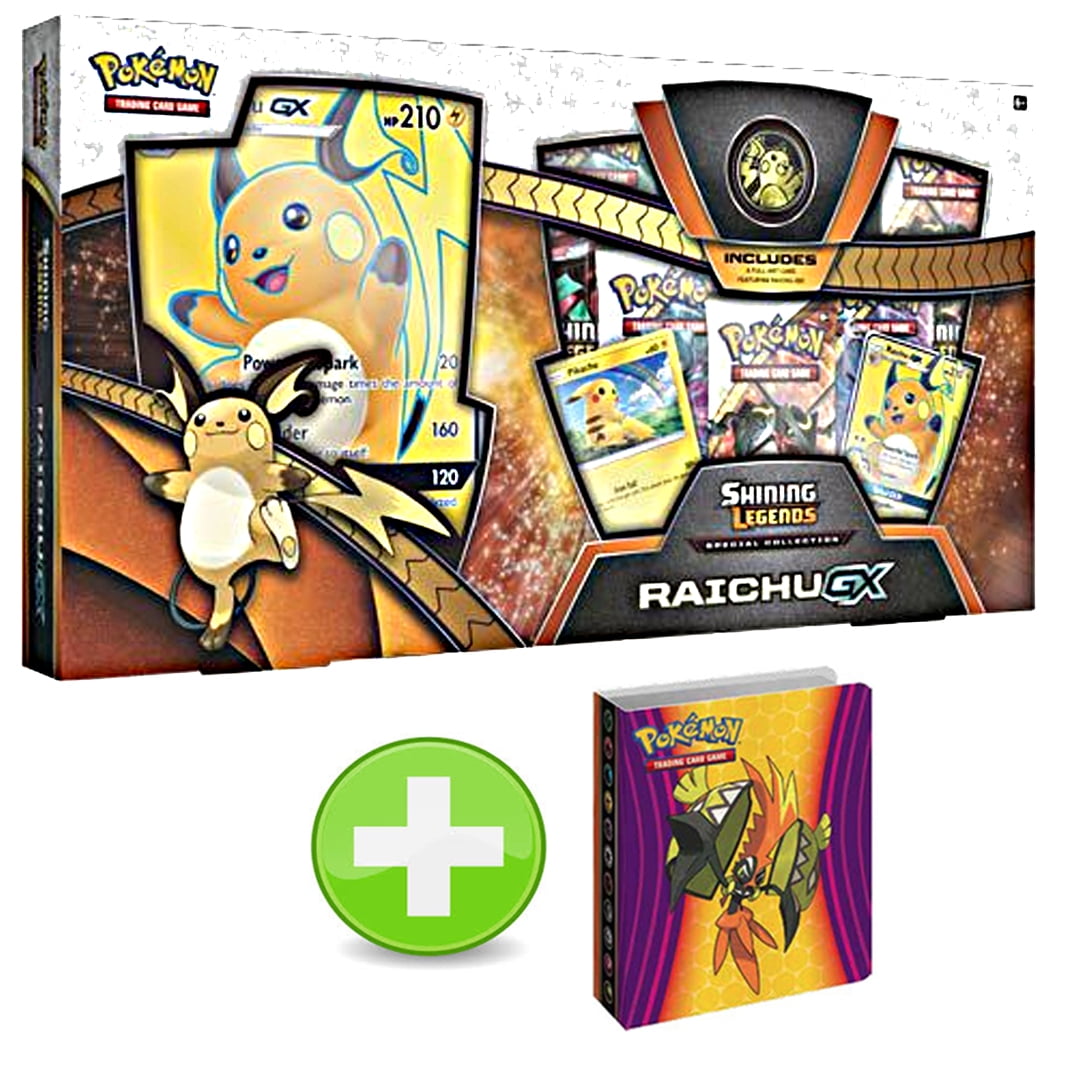Pokemon Shining Legends Raichu GX Box with Guardians Rising Mini Binder ...