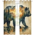 Brown Bear Sheer Curtains 96 Inch Long 2 Panels, Vintage Misty Green ...