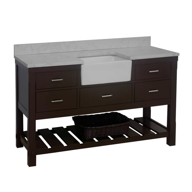 Charlotte 60" Single Farmhouse Bathroom Vanity with Chocolate Cabinet ...