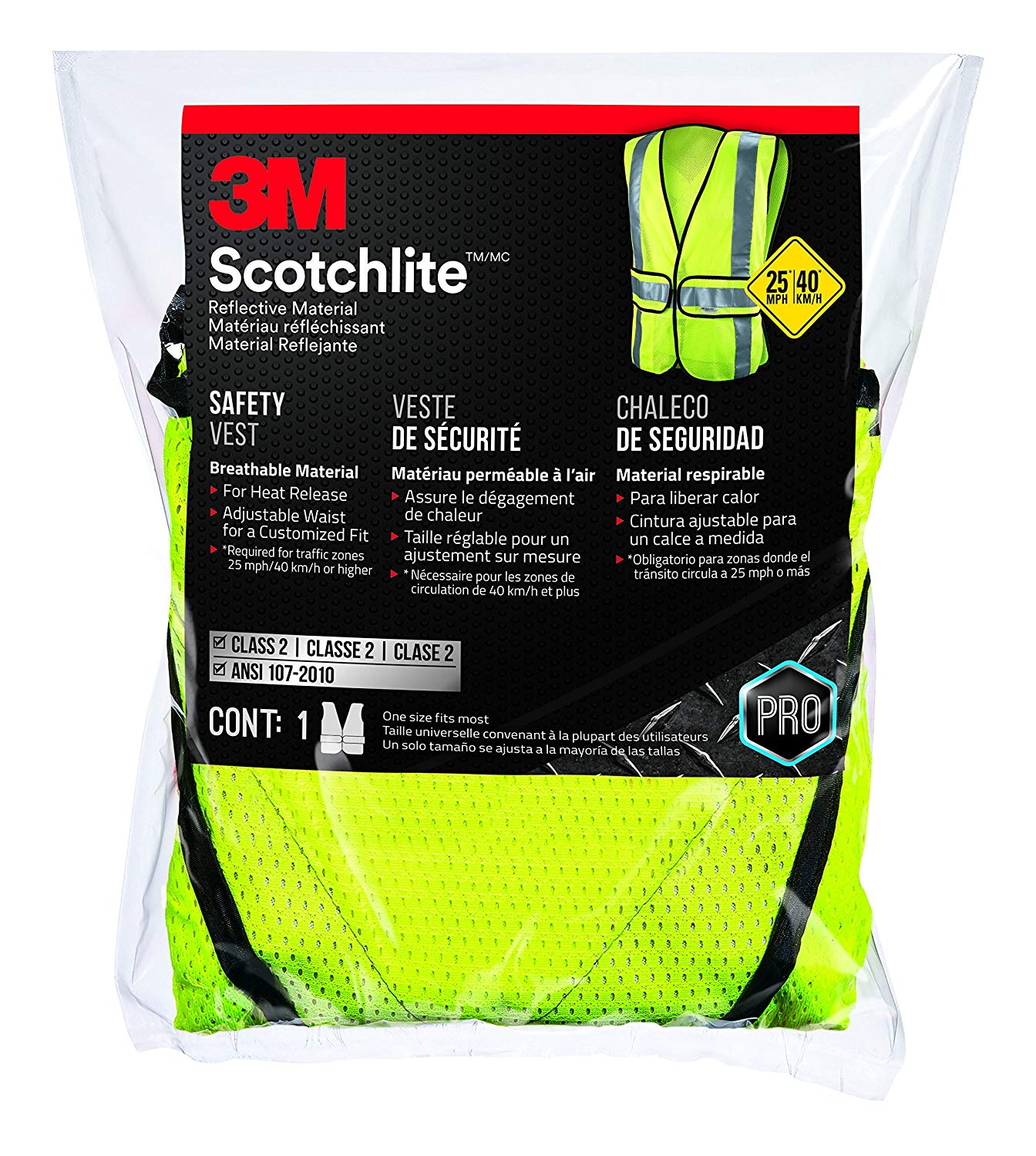 3M 94617-80030-PS Reflective Clothing, Class 2 Construction Safety Vest ...