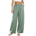 Brqkzdu Wide Leg Pants for Woman Elastic Waisted Drawstring Linen ...