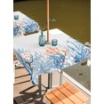 54x54 Square Tablecloth, Coastal Coral Outdoor Tablecloth with Umbrella ...