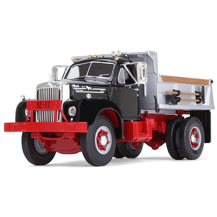 Mack B-61 Single-Axle Dump Truck Black and Silver 1/34 Diecast Model ...