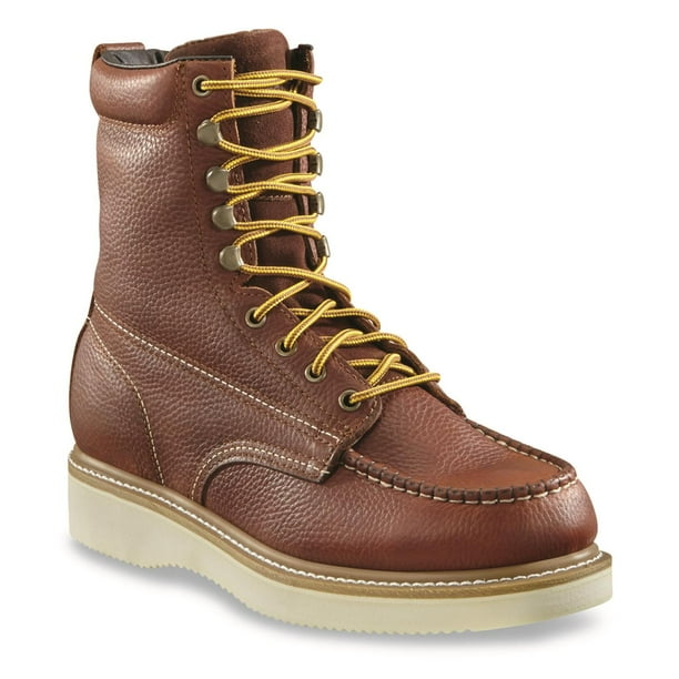 Guide Gear Men's 8" Moc Toe Wedge Work Construction Boots, Full Grain ...