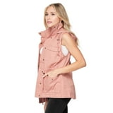 PacificPlex Womens Sleeveless Hooded Cargo Utility Vest, Large, Mauve ...