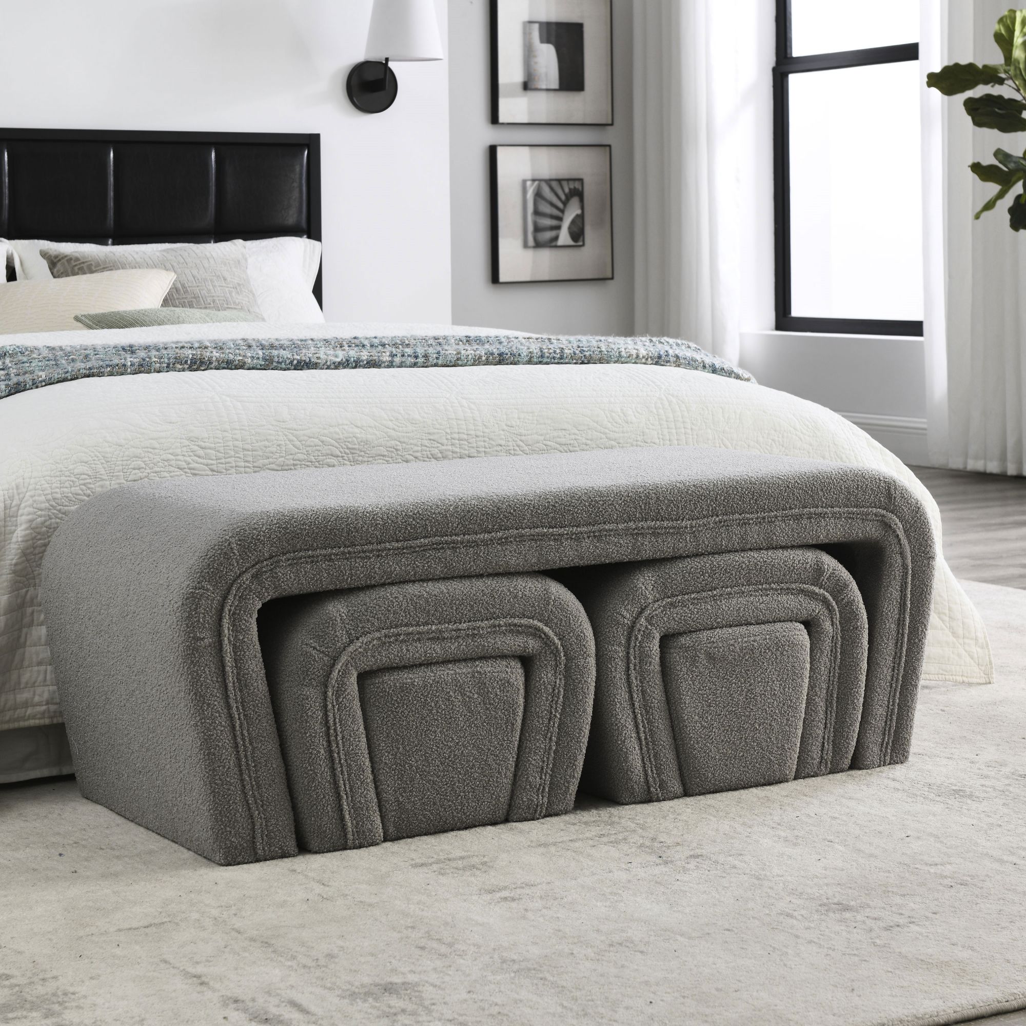 Unique Choice 46" W Modern Upholstered Nesting Bench,End of Bed Bench,5 ...