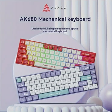 Ajazz AK873 Wired Hot Swappable Mechanical Keyboard, Coiled Cable, 22 ...