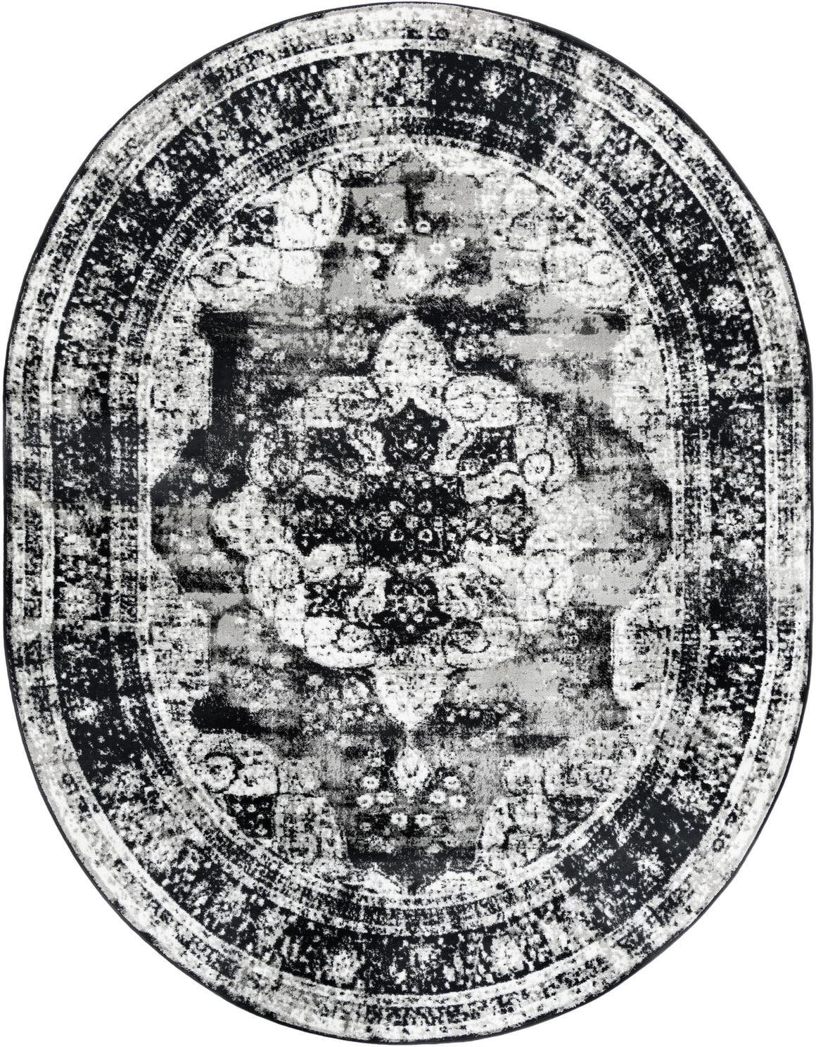 Rugs.com Monte Carlo Collection Rug – 8' x 10' Oval Black Medium Rug ...