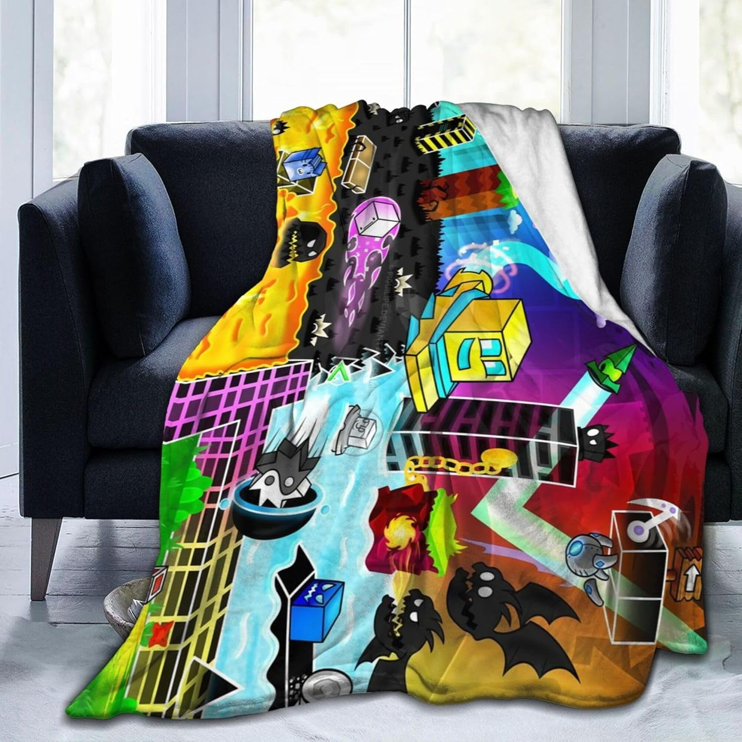 Click here for Kljhyu Geometry Cartoon Dash Blanket Soft Flannel... prices