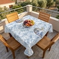 Autumn Blue Floral on White Pumpkin Table Cloth 60x60in, Waterproof ...