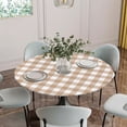 Brown Checks Round Fitted Table Cover Beige Rustic Gingham Plaid ...