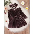 Blotona Toddler Baby Girl Velvet Dress Fall Winter Ruffle Pleated Dress ...
