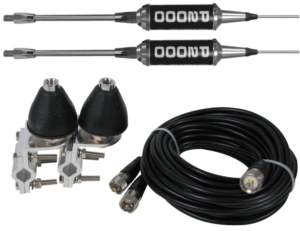 Combo: Dual Sirio Performer 2000 3/8 Trucker Antenna, COAX, BRACKETS ...