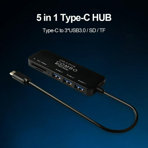 TB&W 5 in 1 USB C HUB Type C to Multi Ports TF Card Reader OTG Adapter ...