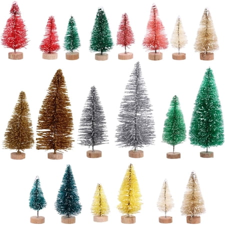 HEALLILY Mini Pine Trees Snow Frost Sisal Trees Miniature Christmas ...