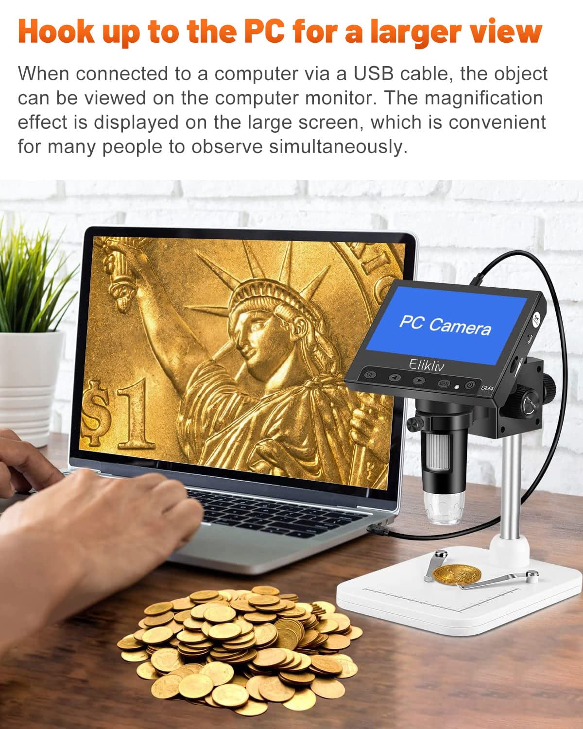 Buy Coin Microscope, 4.3 LCD Digital Microscope 1000x, USB Coin ...