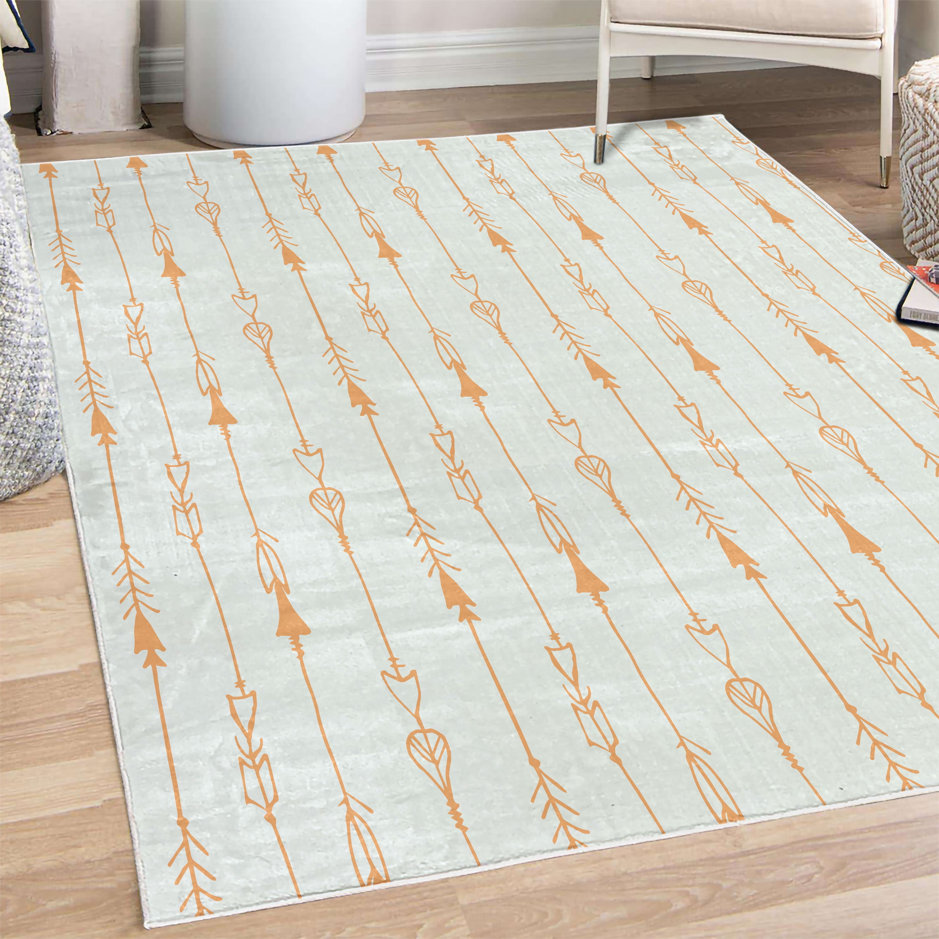 Arrow Decorative Rug, Hand Drawn Repetitive Sticks Pattern Vintage ...
