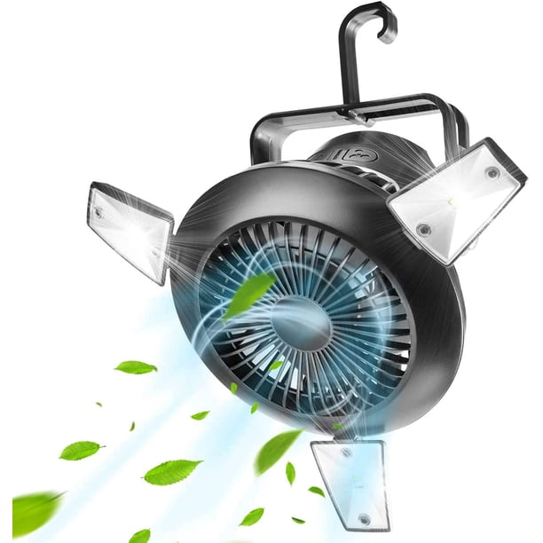 Camping Fan with LED Lantern,Rechargeable Battery Powered Outdoor Tent ...