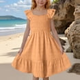 Going Out Dresses for Little Girl Elegant Square Neck Ruffle Back ...