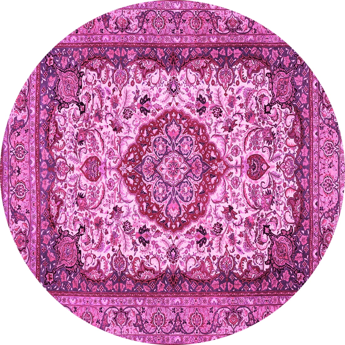 Ahgly Company Indoor Round Medallion Pink Traditional Area Rugs, 7 ...