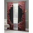 Brick Wall Sheer Curtains for Living Room Bedroom Brick Red Ruined ...