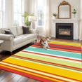 8x10 Area Rugs for Living Room, Red Aqua Stripe Non Slip Area Rugs for ...