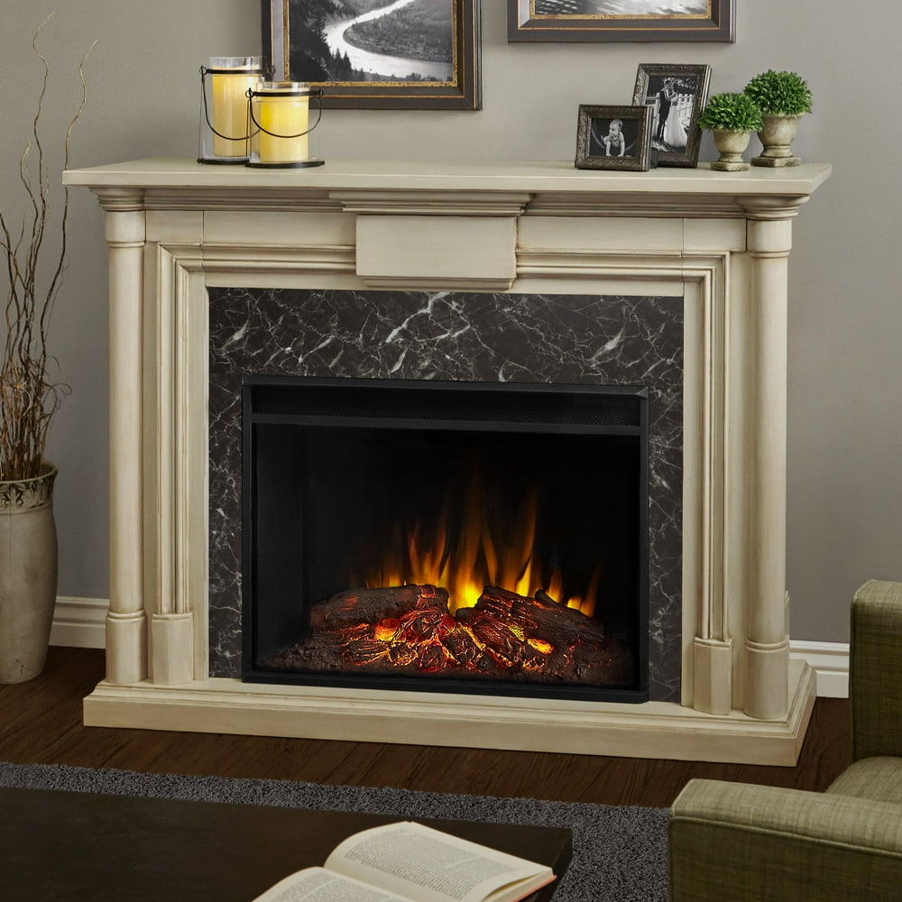 Maxwell Grand Electric Fireplace in Whitewash by Real Flame - Walmart ...