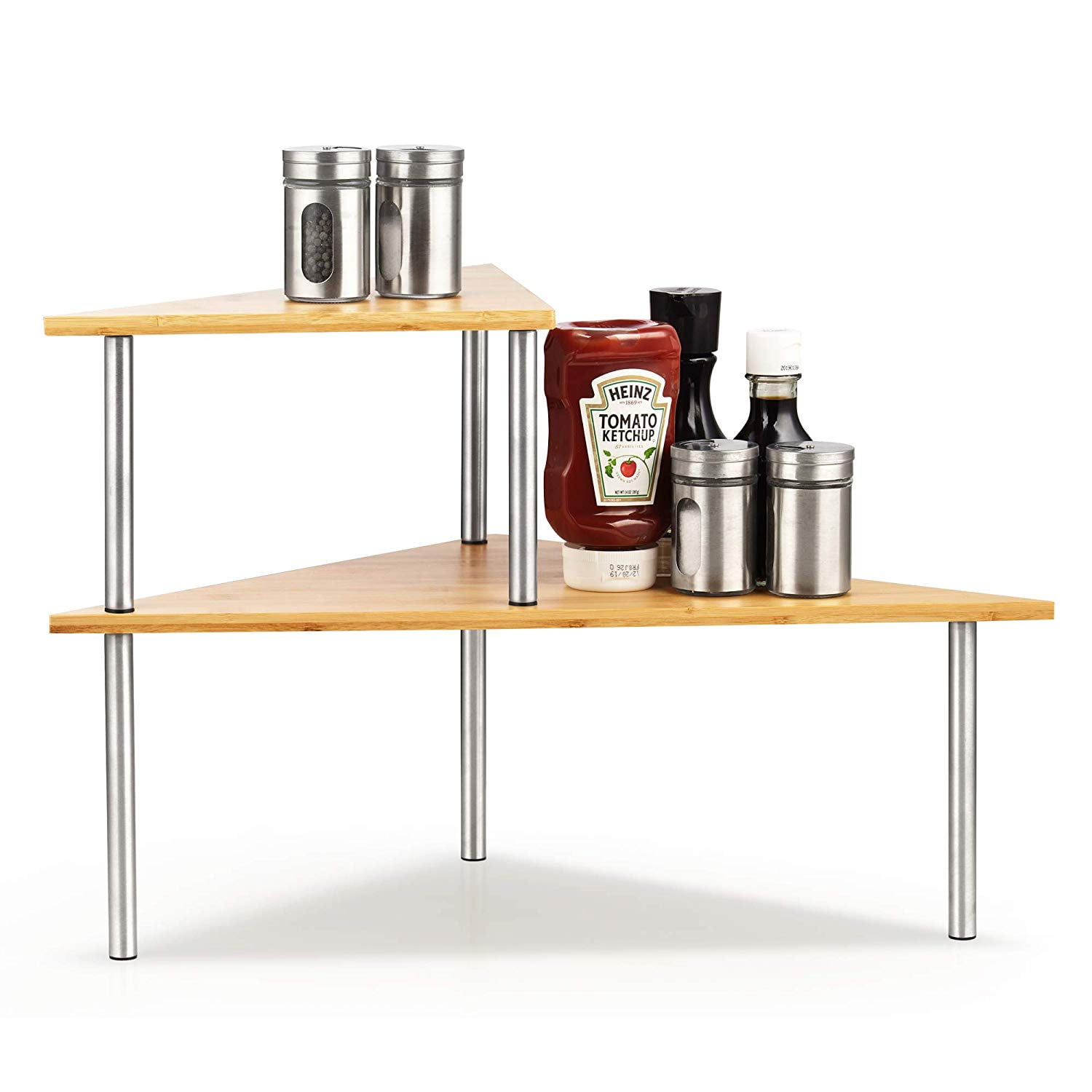 Cook N Home 02649 Corner Storage Shelf Organizer, Triangle, 2 Tier ...