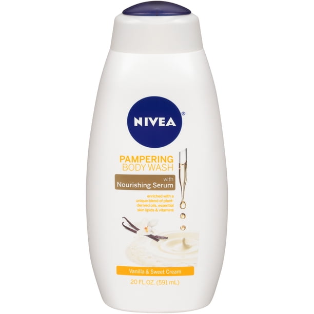 NIVEA Pampering Vanilla and Sweet Cream Body Wash with Nourishing Serum ...