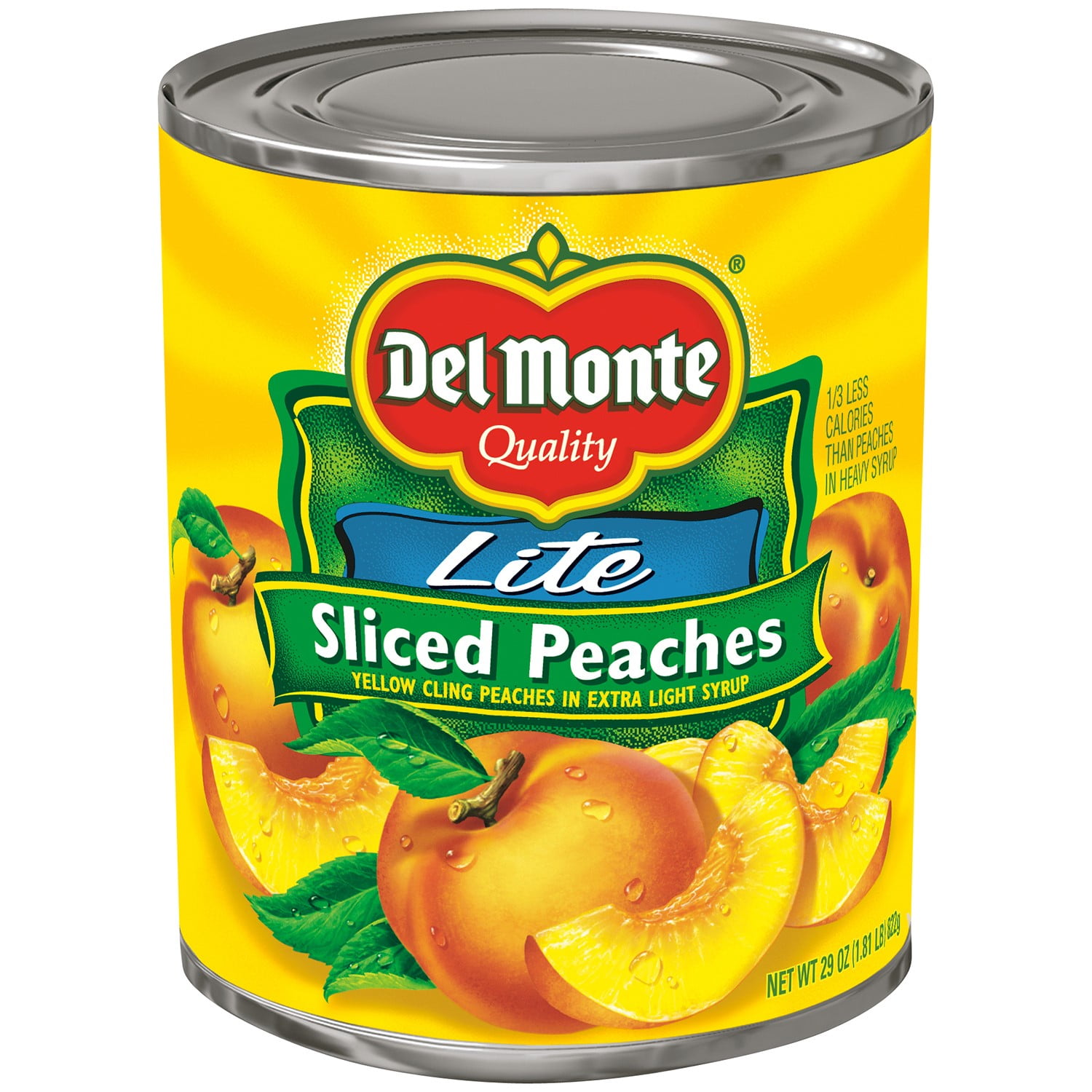 Del Monte Yellow Cling Peaches, Lite, in Extra Light Syrup, 29 oz ...