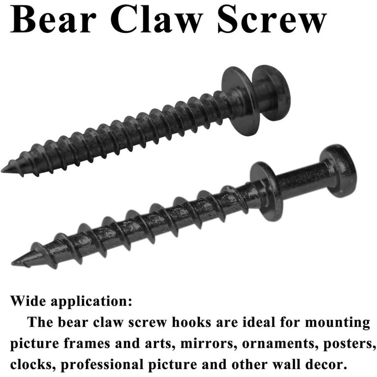 Picture Hanging Screws Double Headed Bear Claw Screw for Sawtooths D Rings Wire 4in1 Hooks Easy Installation Rust Resistant Metal Supports