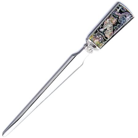 Antique Alive Mother of Pearl Tiger and Pine Tree Design Metal Steel ...