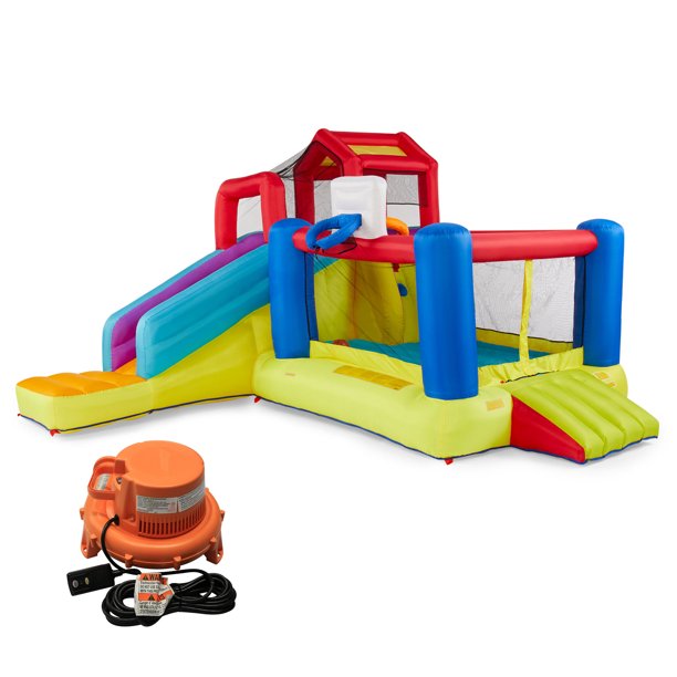Banzai Outdoor Bounce House with Slide, Climbing Wall & 2 Sports ...