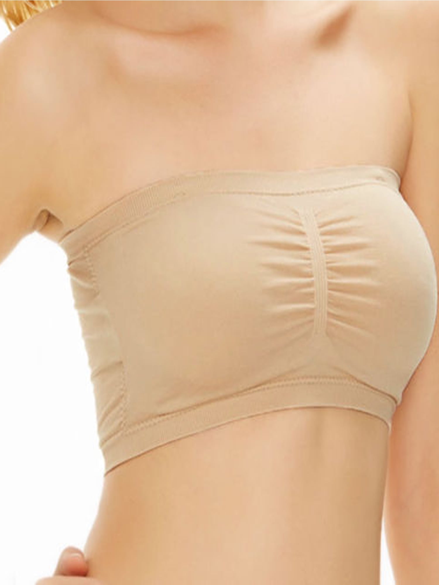 Jkerther Women Plus Size Strapless Bra Bandeau Tube Removable Padded
