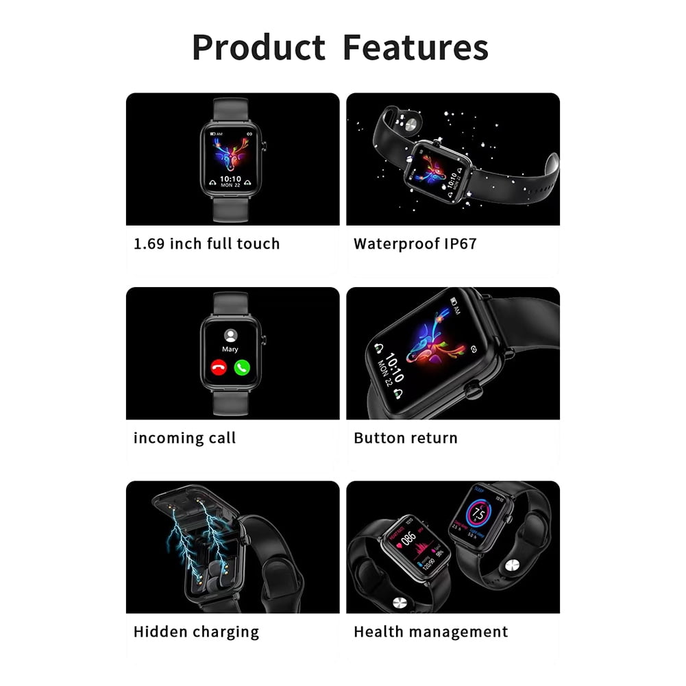 Reloj inteligente 2 en 1 Moda Smartwatch Ritmo cardíaco Monitor de ...
