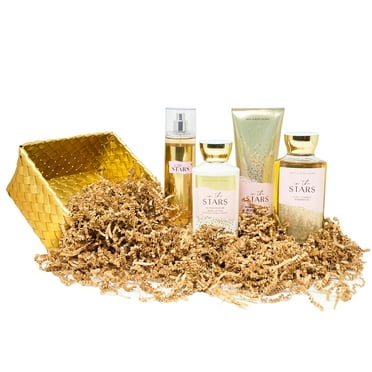 Bath and Body Works Sweet Pea Gold Woven Basket 4 Piece Gift Set ...