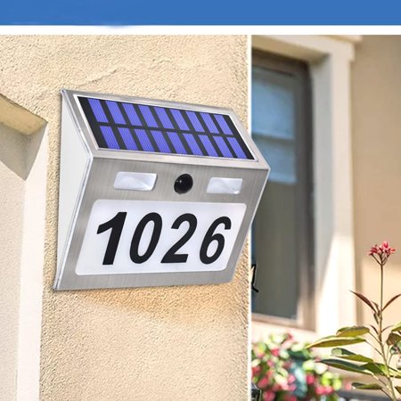 Solar House Number, Motion Sensor Wall Address Number Plaque Light ...