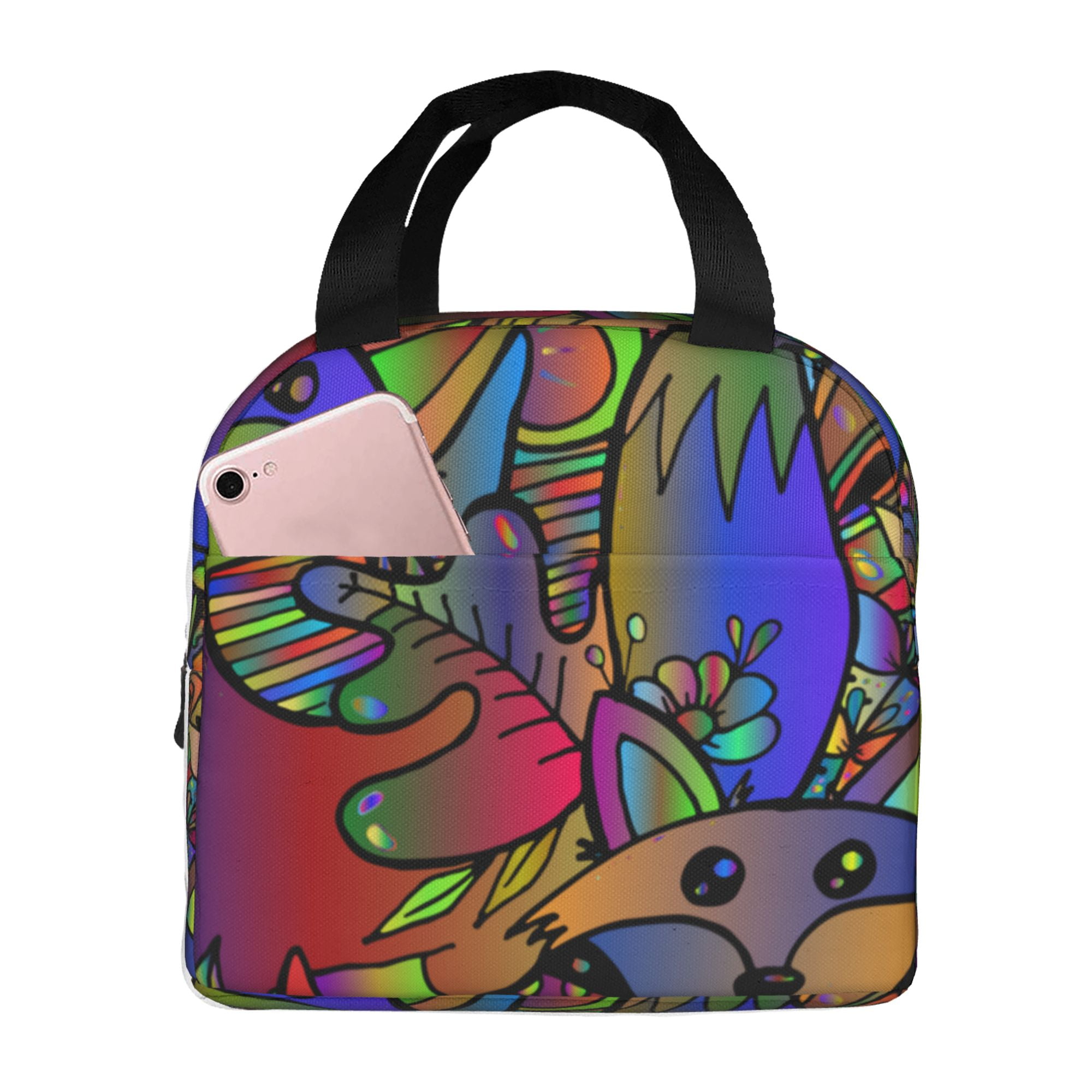 Fox Doodle Psychedelic Insulated Lunch Bag for Women Men , Reusable ...