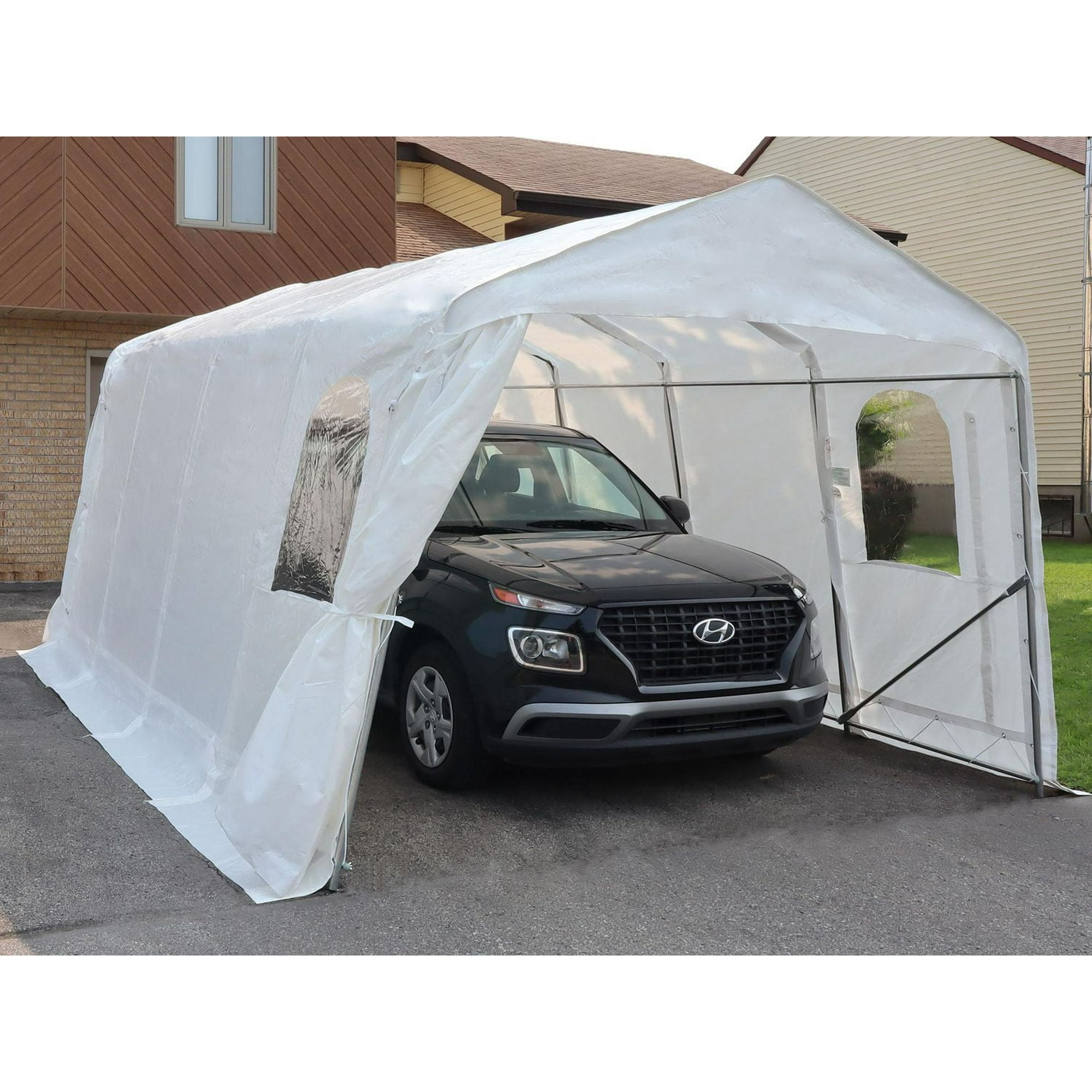 Click here for Gazebo Penguin Car Shelter 11 Ft. X 16 Ft. In Whit... prices