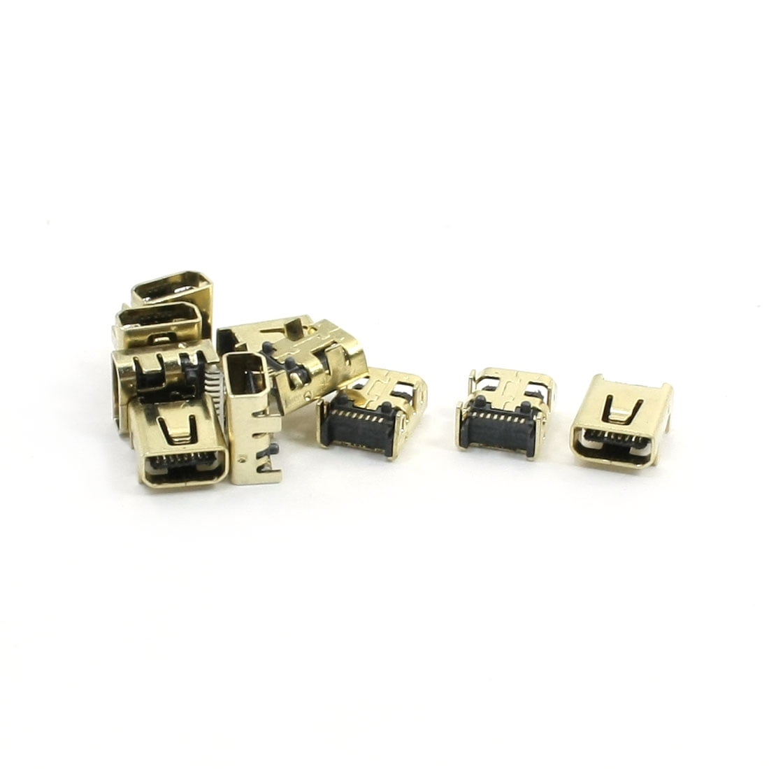 10pcs SMT Mini USB Jack Female Socket Connector 8 Pin Gold Tone ...