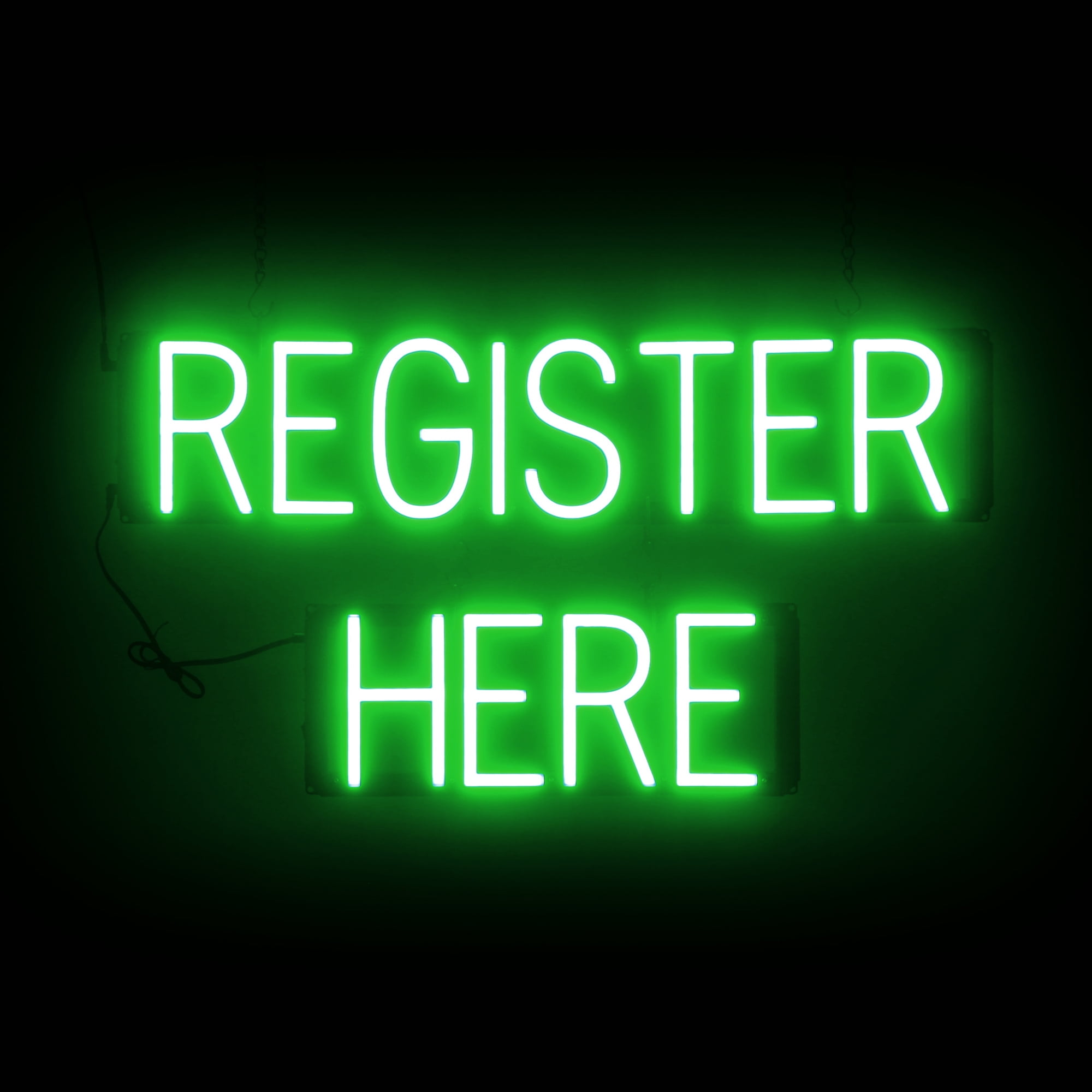 SpellBrite REGISTER HERE LED Sign for Business. 28.1" x 15" Green ...