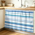 Blue Stripes Cabinet Curtains for Kitchen 28"W x 51"L, Watercolor Ocean ...