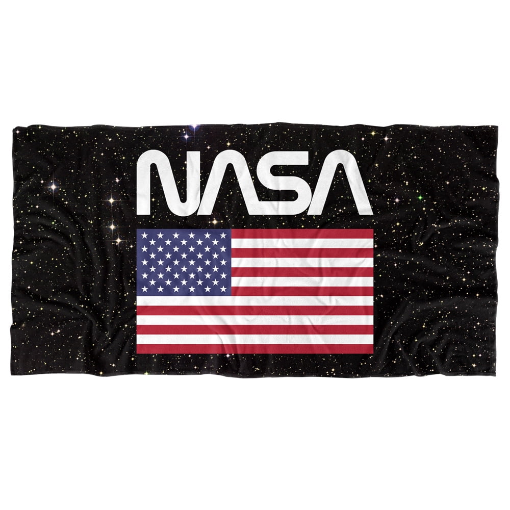 NASA Space Worm Logo and American Flag Officially Licensed Beach Towel ...