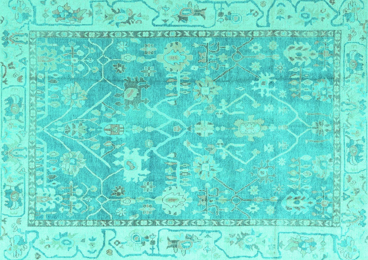 Ahgly Company Machine Washable Indoor Rectangle Oriental Turquoise Blue ...