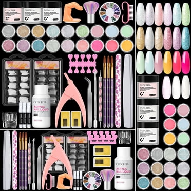 Complete Professional Acrylic Nail Kit with UV Light, Drill, Glitter ...