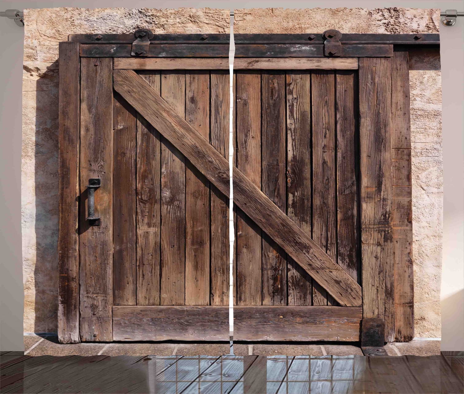 Rustic Curtains, Aged Wooden Sliding Barn Door Vintage Texture ...