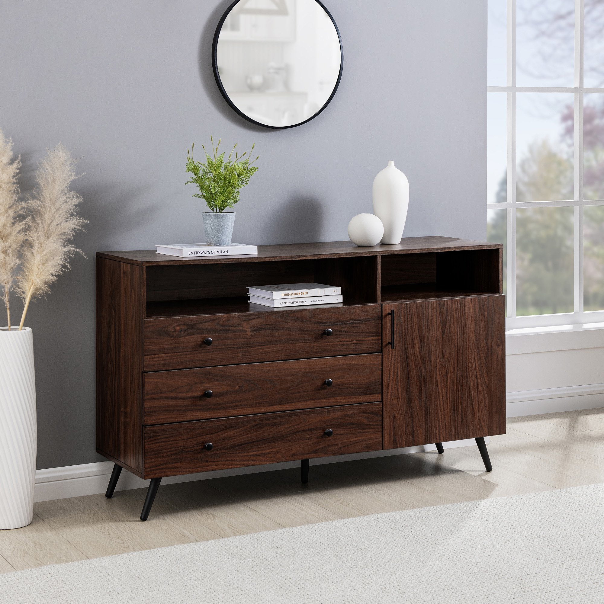 LANTRO JS Century Modern 3 Drawer Sideboard - Walmart.com LANTRO JS Century Modern 3 Drawer Sideboard - Walmart.com