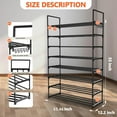 8-Tier Metal Shoe Rack with Adjustable Shelves and Hooks, Stackable ...